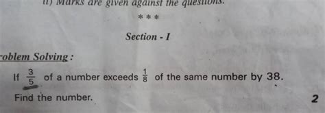 Section Iroblem Solvin 53 Of A Number Exceeds 81 Of The Same Nu