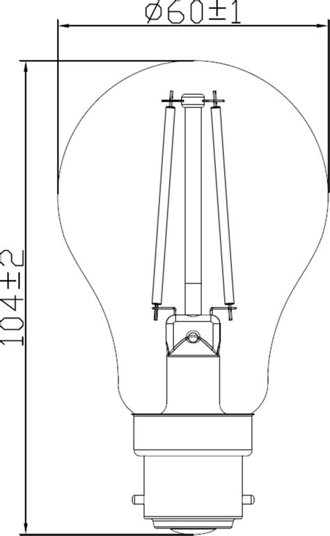 V W LED BC B Clear GLS Filament Lamp K Dimmable ML Accessories