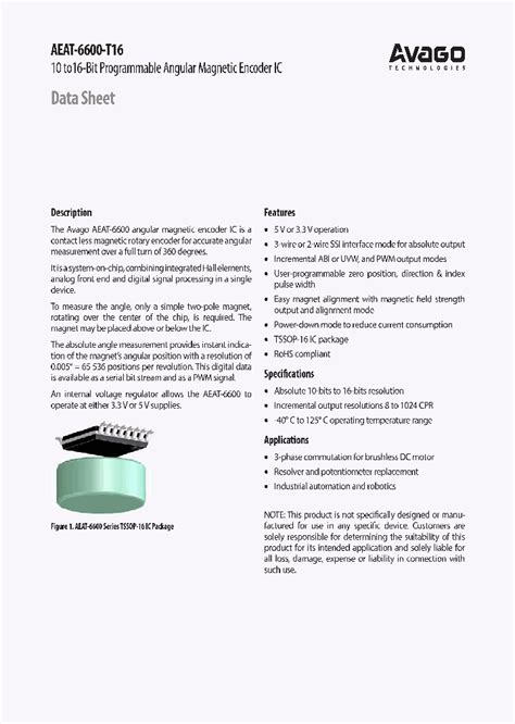 aeat 6600 t16 8893180 pdf datasheet download ic on line