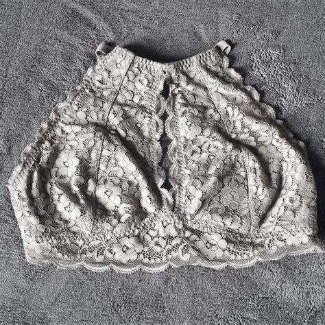 Gilly Hicks Bralette Grey Lace Halter Neck Depop