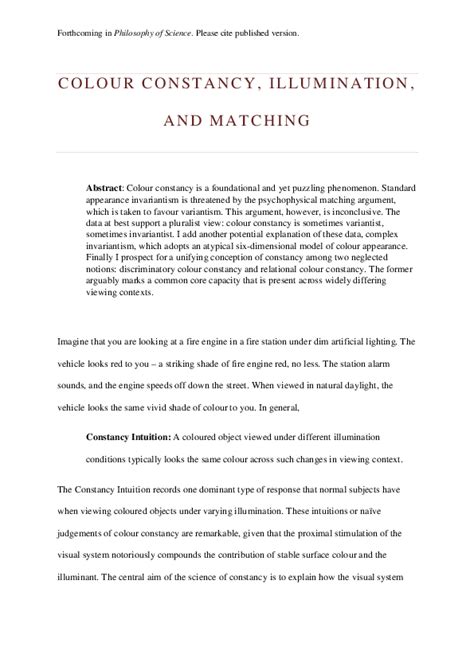 Pdf Colour Constancy Illumination And Matching