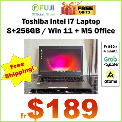 Toshiba Intel I7 Laptop 8gb Ram 256gb Ssd Drive Fast Processor Free Win 11 Free Ms