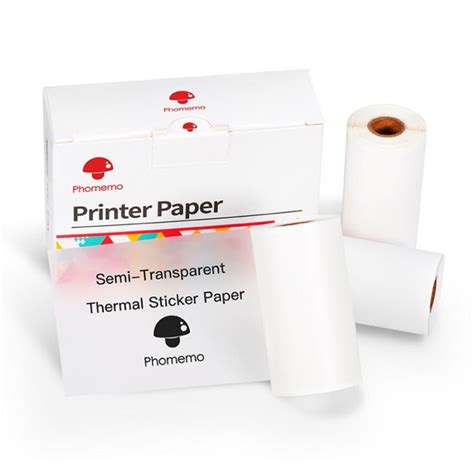 3 롤 팩 phomemo 50mm 반투명 바닥 검정색 단어 자체 접착 프린터 m02 m02s m02pro m03 용