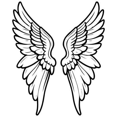 Engrave Angel Wings Sketch Realistic Line Monochrome Drawing Vintage