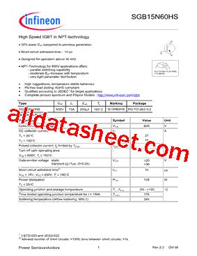 G15N60HS Datasheet(PDF) - Infineon Technologies AG