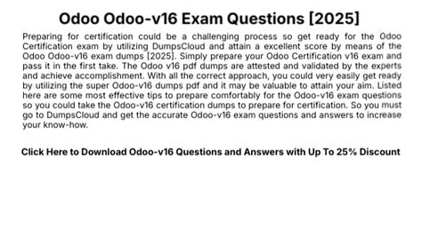 Odoo Odoo V16 Exam Questions [2025] Genially