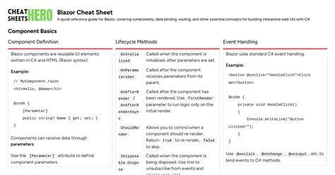 Blazor Cheat Sheet Cheatsheet Cheat Sheets Hero