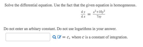 Solved Solve The Differential Equation Use The Fact That