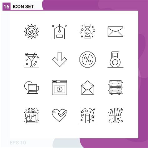 Editable Vector Line Pack Of 16 Simple Outlines Of Message Chat E Mail Genetic Editable Vector