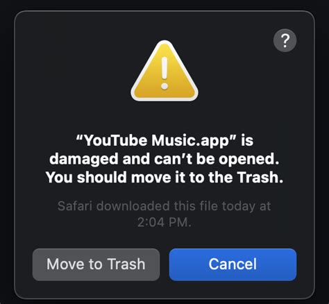 MacOS ARM File Is Corrupted Issue Th Ch Youtube Music GitHub