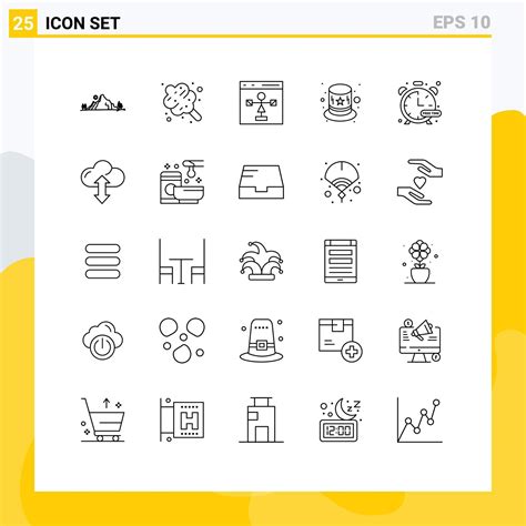 Modern Set Of 25 Lines And Symbols Such As Timer Costume Sweets Carnival Flowchart Editable