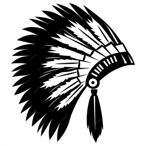 A Black Silhouette Native American Headdress On A White Background