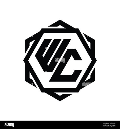 WC Logo Monogram Hexagon Shape With Geometric Abstract Isolated Outline Design Template Stock