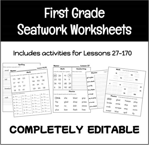 First Grade Abeka Seatwork Worksheets Editable No Prep By Southern