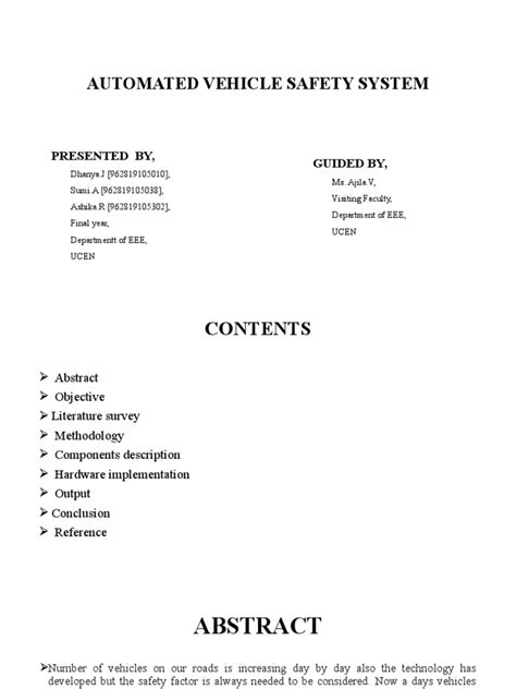 Automated Vehicle Safety System Pdf Headlamp Liquid Crystal Display