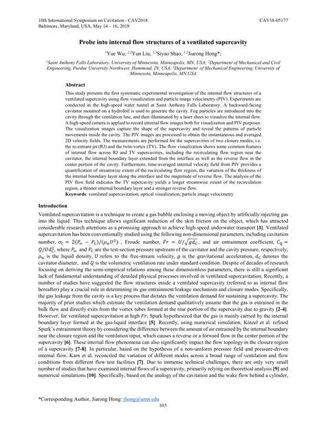 Pdf Probe Into Internal Flow Structures Of A Ventilated Supercavity