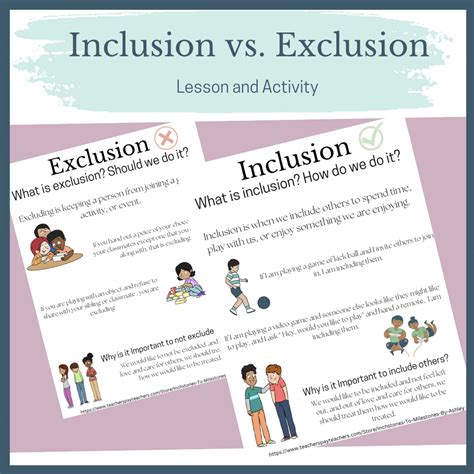 Inclusion Vs Exclusion Visuallessonactivity Behavior Analyst