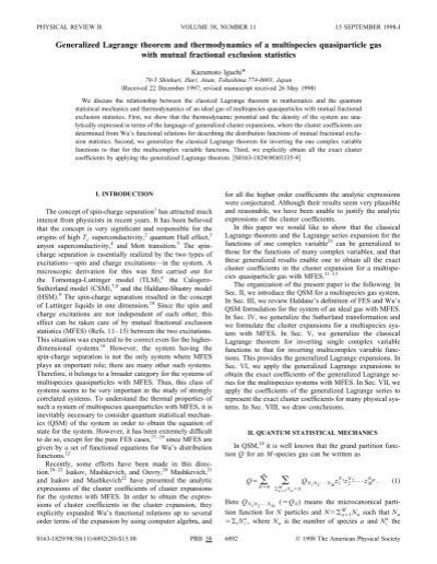 Generalized Lagrange Theorem And Thermodynamics Of A