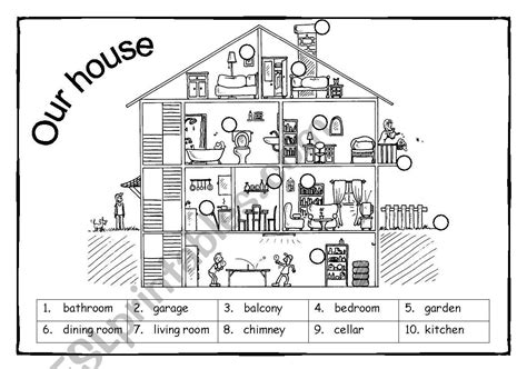 Our House Vocabulary Esl Worksheet By Bellaplutt