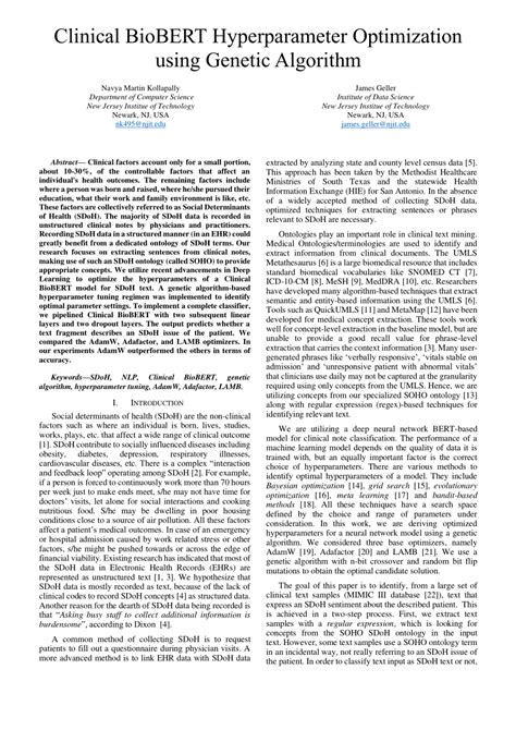 pdf clinical biobert hyperparameter optimization using genetic