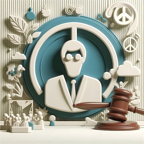 3d Flat Icon As Mediator With Gavel And Peace Symbol Concept As An Image Of A Mediator With A