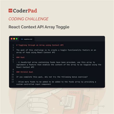 Coderpad On Linkedin Tiny Interview React Context Api Array Toggle