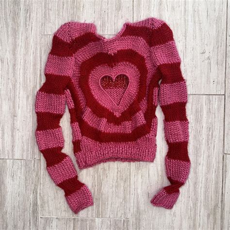 Lirika Matoshi Heart Knit Sweater Size Xs Depop
