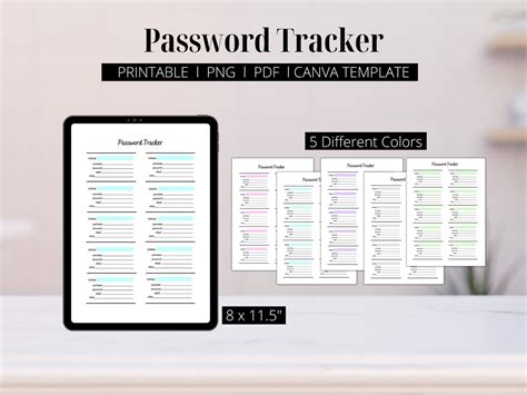 Editable Printable Password Tracker Etsy