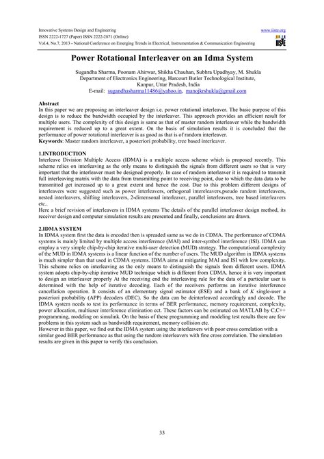 Power Rotational Interleaver On An Idma System Pdf Digital Audio Computer Software And