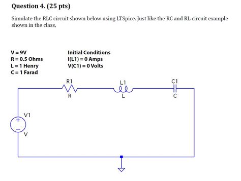 Solved Question 4 25 Pts Simulate The Rlc Circuit Shown