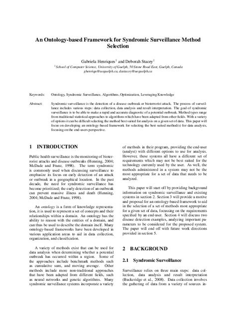 pdf an ontology based framework for syndromic surveillance method