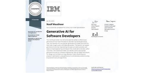 nasif mauthoor on linkedin completion certificate for generative ai