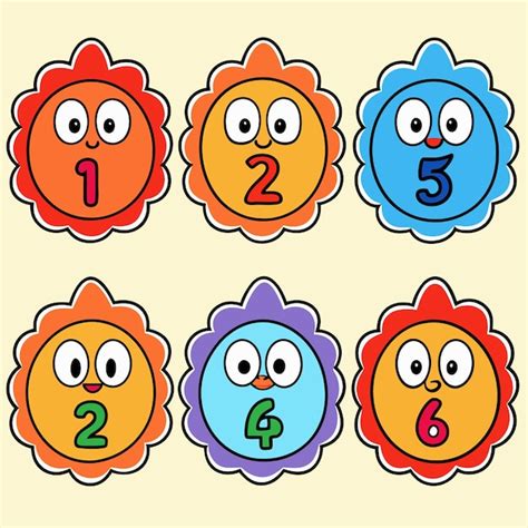귀여운 숫자와 글자 스티커 프리미엄 Ai 생성 벡터