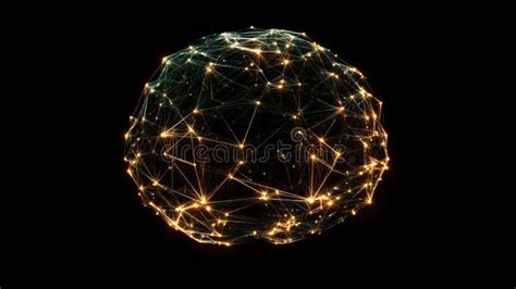 Digital Brain Design Illustrates A Network Of Connections With Glowing