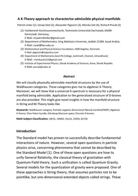 pdf a k theory approach to characterize admissible physical manifolds