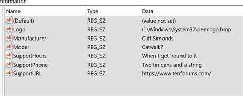 Customize OEM Support Information In Windows Tutorials