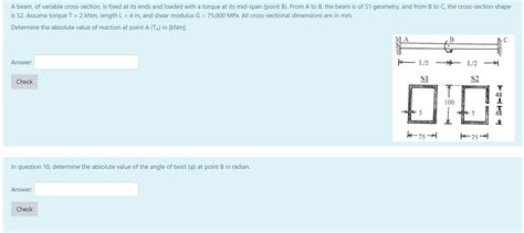 Solved A Beam Of Variable Cross Section Is Fixed At Its