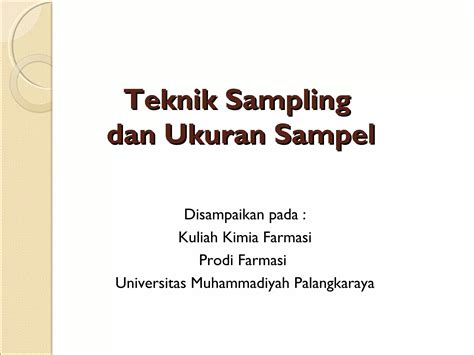 Metode Sampling Kimia Farmasi Ppt