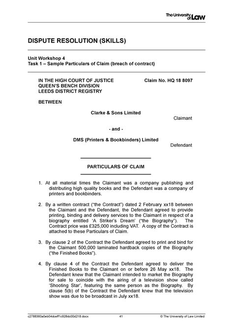 Dis Ws Ce Task Exemplar DISPUTE RESOLUTION SKILLS Unit Workshop Task Sample