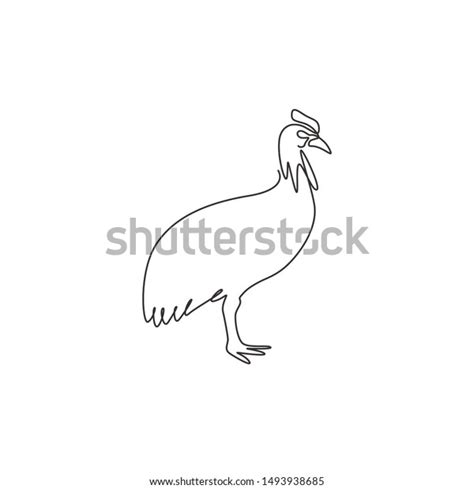 Single Continuous Line Drawing Exotic Cassowary Stock Vector Royalty