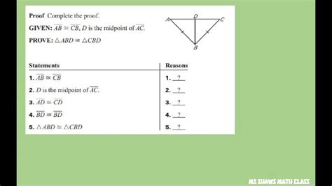 Two Column Proof. Prove two triangles are congruent. SSS Congruence ...