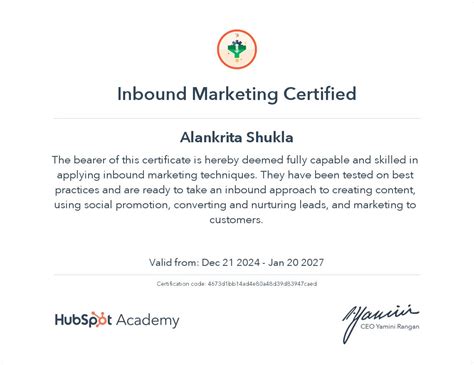 i am pleased to share that i have successfully completed the inbound marketing certificate this