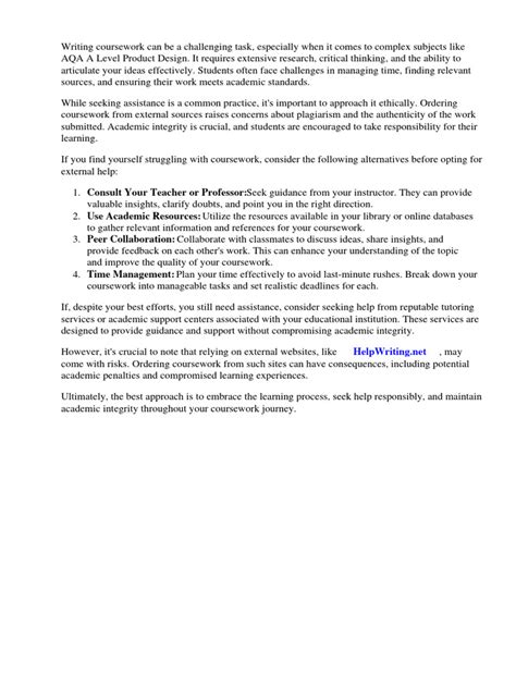 Aqa A Level Product Design Coursework Example Pdf