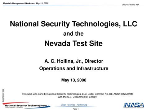 Ppt National Security Technologies Llc And The Nevada Test Site