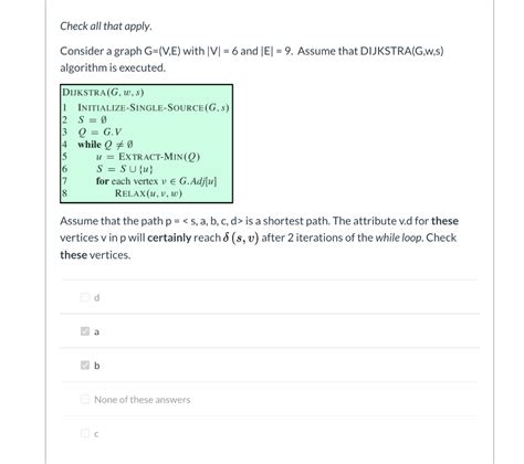 Check All That Apply Consider A Graph G V E With Chegg
