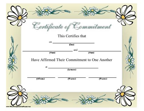 Commitment Certificate Printable Certificate Fanny Printable
