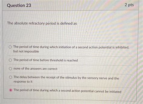 Solved The Absolute Refractory Period Is Defined As The Chegg