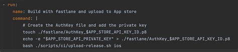 fastlane upload to app store using api key coded lines