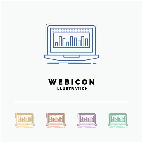 Data Financial Index Monitoring Stock 5 Color Line Web Icon Template Isolated On White