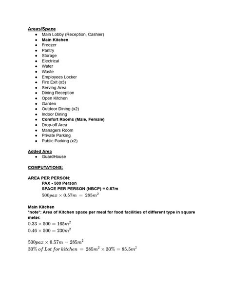 Sample Computation Of Restaurant Architecture Pdf